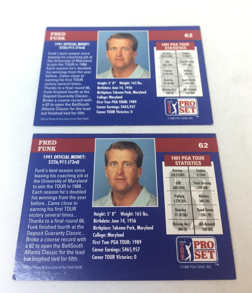 lot of 2 hand signed autographed PGA cards ~ FRED FUNK | eBay