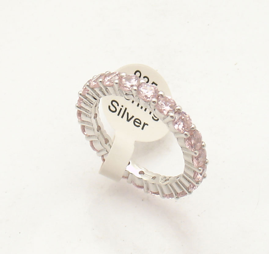 Full Eternity Simulated Pink Sapphire CZ Band Ring Anti-Tarnish REAL ...