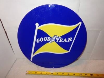 VINTAGE 11 3/4 in GOODYEAR TIRES ADVERTISING SIGN METAL -GREAT GRAPHICS ...