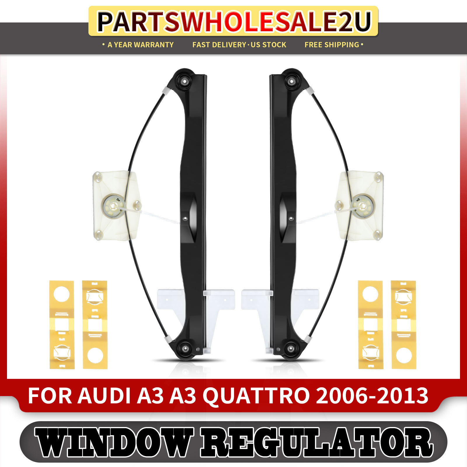 2x Window Regulators w/o Motor Rear Left+Right for Audi A3 A3 Quattro ...