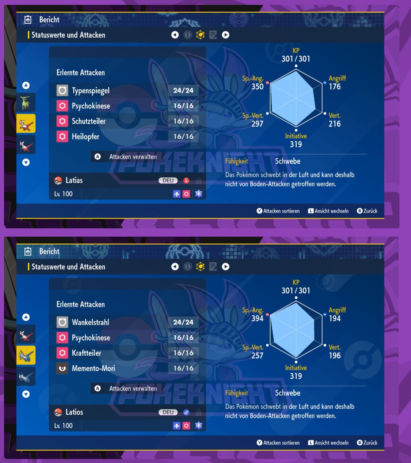 Latias & Latios Shiny/ non shiny 6IV Lvl 100 EV/AP Set Pokemon Karmesin ...