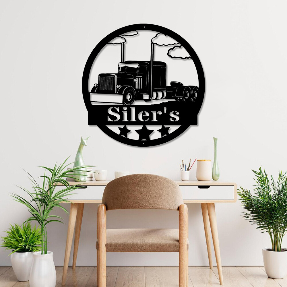 Personalized 18 Wheeler Metal Signs, Big Rig Truck Wall Decor, Trucker ...