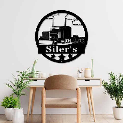 Personalized 18 Wheeler Metal Signs, Big Rig Truck Wall Decor, Trucker ...