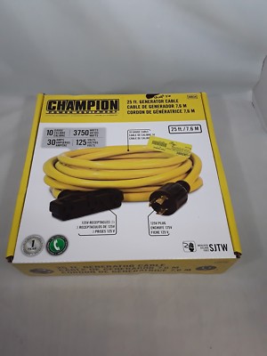 Champion 25 ft Generator Cable 10 Gauge 30 Amps 125 Volts 3750 Watts | eBay