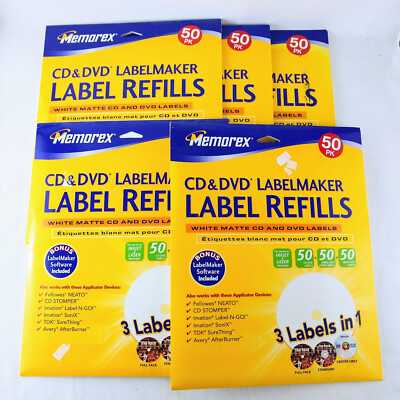 250 Memorex CD DVD Label Refills White Matte 3202 0412 Labelmaker ...
