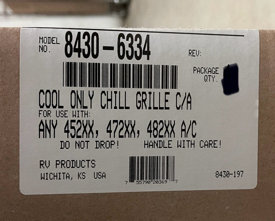 Coleman 8430-6334 Ceiling Assembly Mach AC Chill Grill White, RV ...