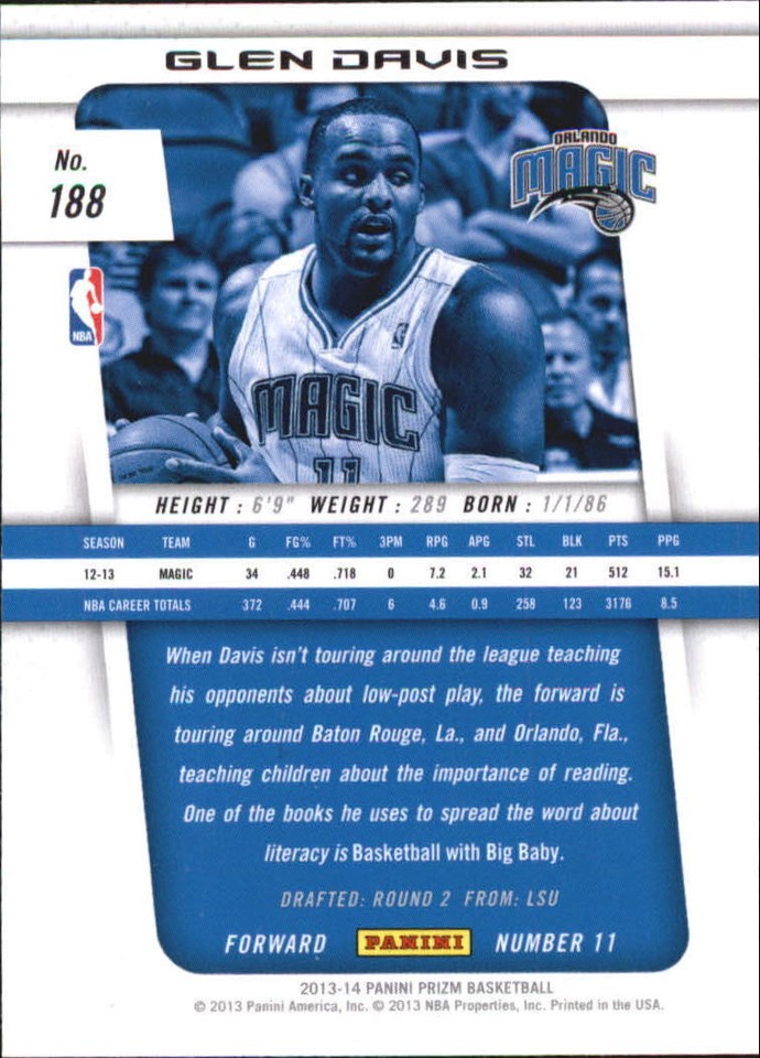 Glen Davis Panini Prizm 2013 #188 Orlando Magic | eBay