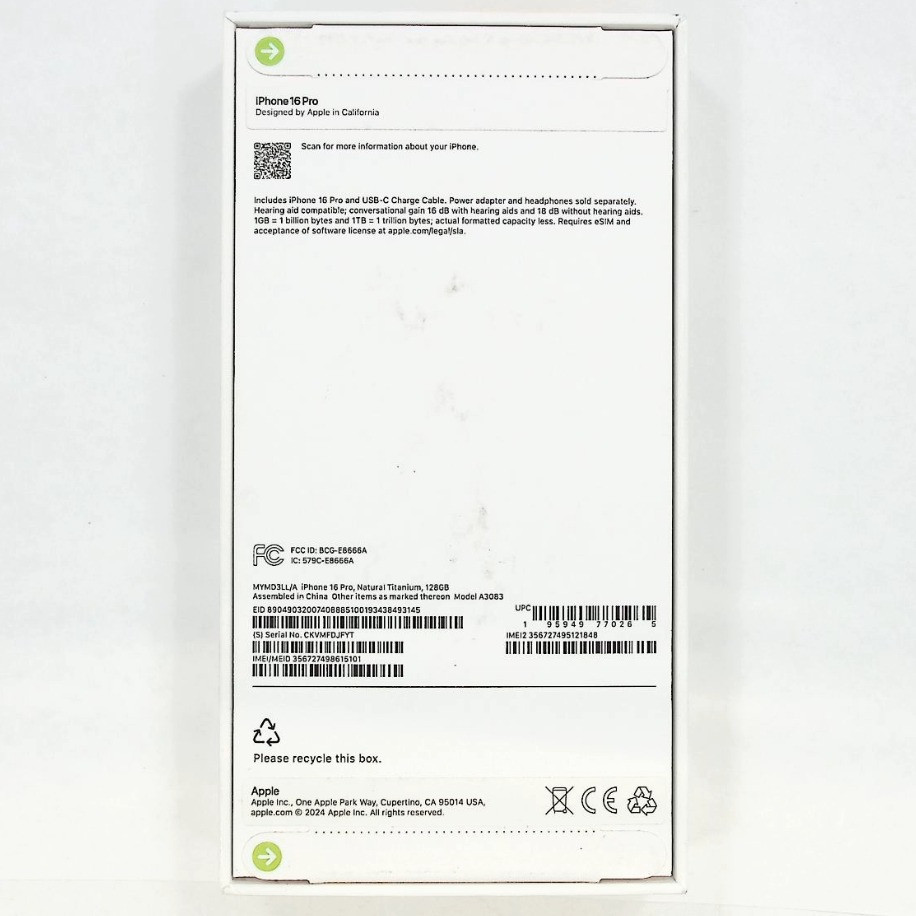 Apple iPhone 16 Pro A3083 128GB Liberty Puerto Rico Clean IMEI |Natural ...