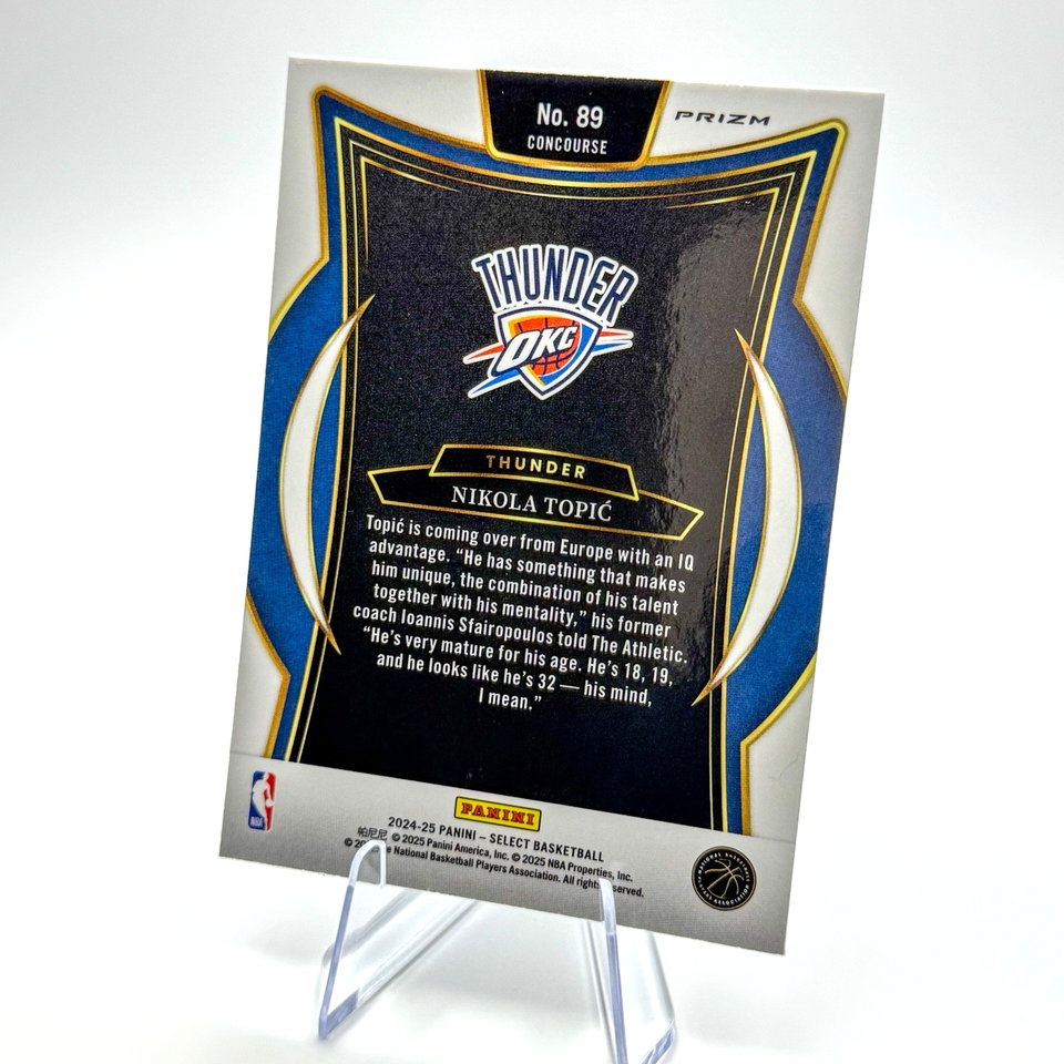 Nikola Topic (RC) 2024-25 Panini Select Blue Ice Prizm #89 OKC Thunder ...