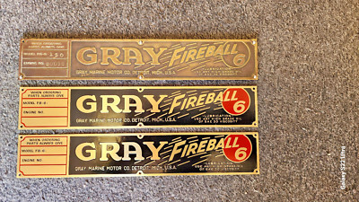 Vintage Gray Marine Fireball 6 Engine Data Plate acid Etched Brass | eBay