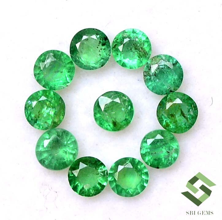 2.75 mm Natural Emerald Round Cut Lot 11 Pcs 0.82 CTS Calibrated Loose ...