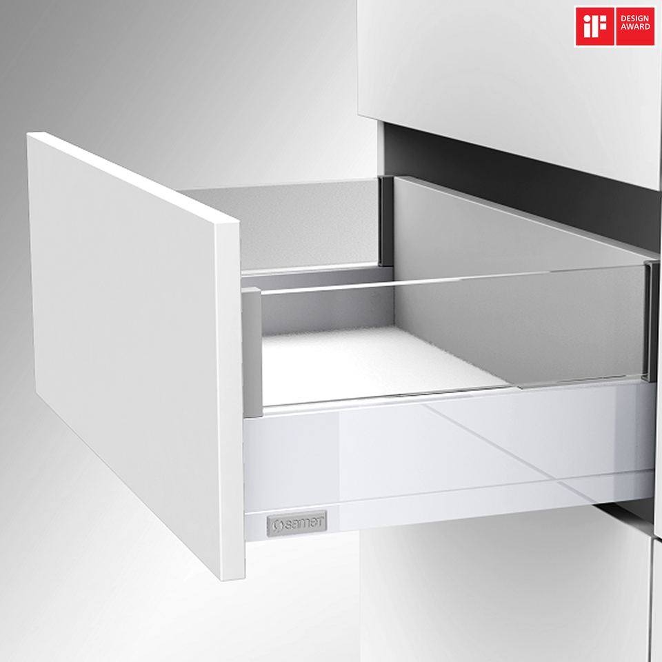 SAMET Kitchen Drawer Box Gallery Rail Glass Side Runners Soft Close ...