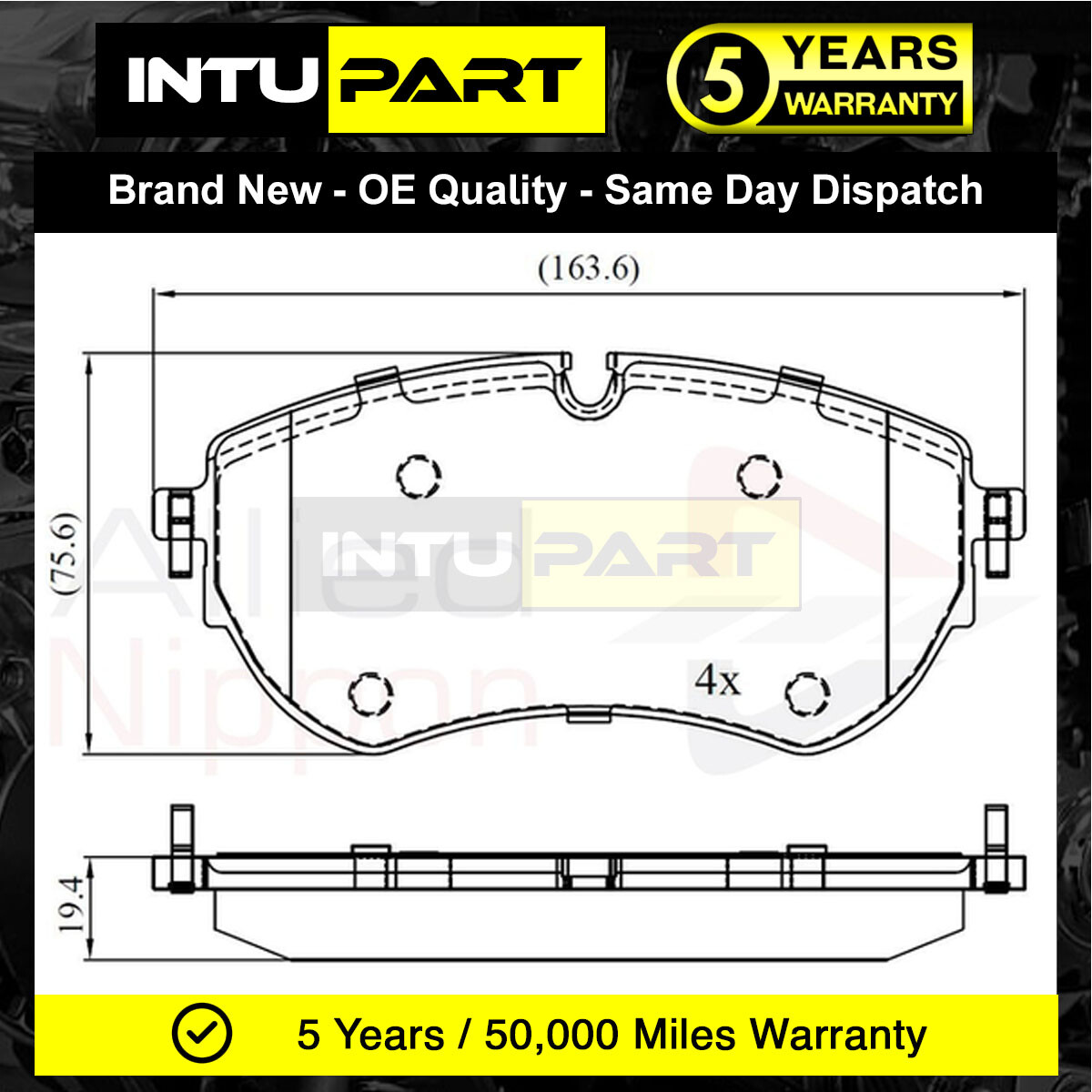 Fits VW Amarok 2010- 2.0 TDi 3.0 Intupart Front Brake Pads Set ...