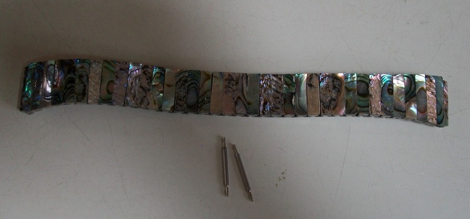 Abalone & Silver Finish Stretch Band For A Watch With Pins | eBay