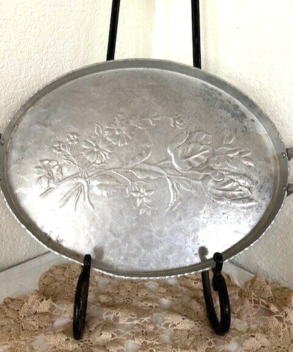 VTG Hand Forged Everlast Metal Aluminum TRAY w/handles - Oval 15 ...