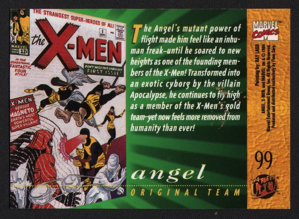 Ray Lago SIGNED X-Men Art Trading Card ~ Angel 1994 Fleer Ultra Marvel ...