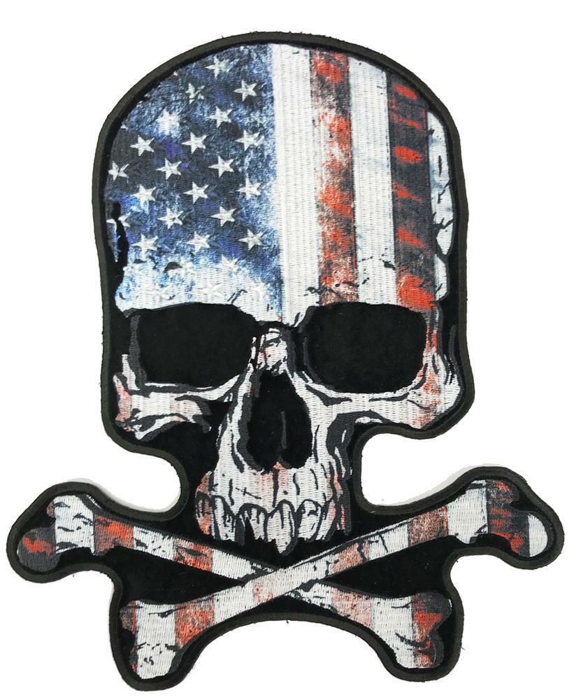 large JUMBO USA SKULL VINTAGE BACK PATCH #104 EMBROIDERED 10 IN NEW ...