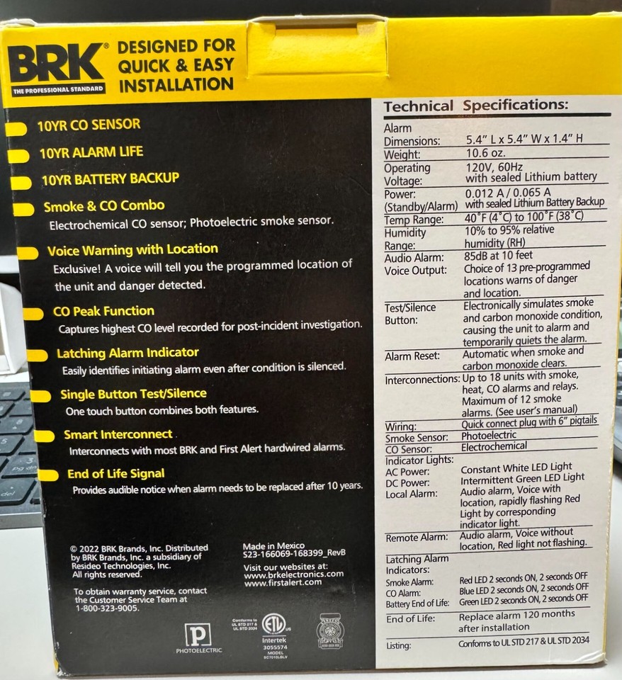 First Alert BRK Smoke and Carbon Monoxide Alarm SC7010LBLV | eBay