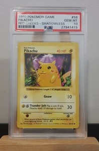 Pikachu 1999 Pokemon Game #58 Shadowless (Red Cheeks) Price Guide ...