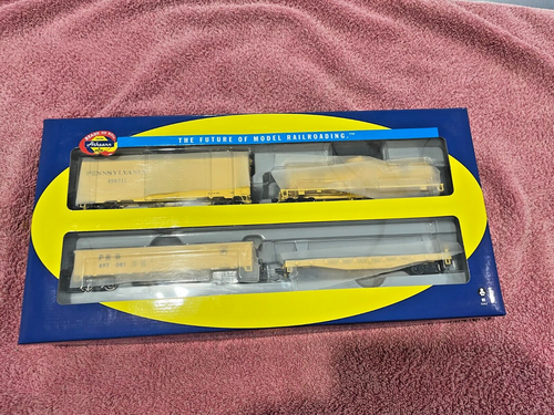 NEW ATHEARN HO GAUGE FOUR (4) x YELLOW PRR MW MOW WORK TRAIN SET ...