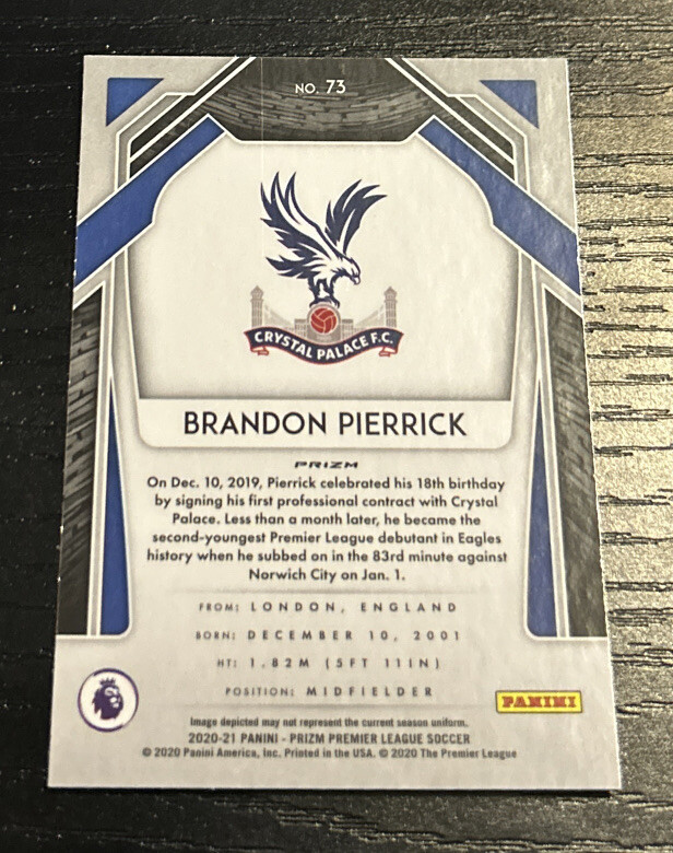 2020-21 Panini Prizm Premier League Brandon Pierrick Rookie Red White ...