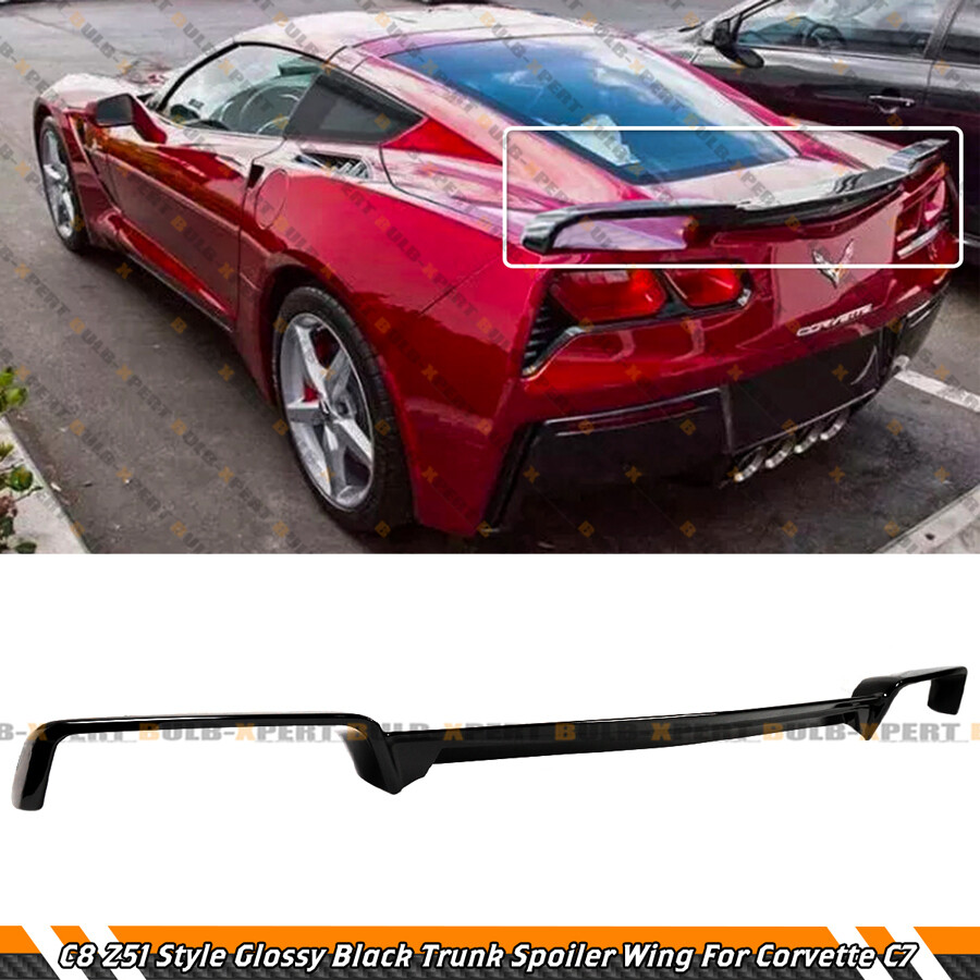 For 14-19 Corvette C7 Stingray Gloss Black C8 Z51 Style Rear Trunk ...