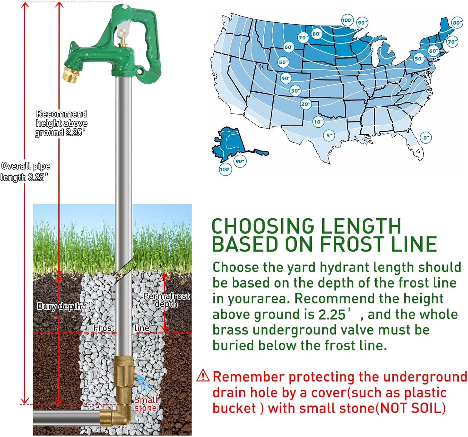 Frost Proof Outdoor Yard Hydrant for Garden Irrigation - 3/4 ...