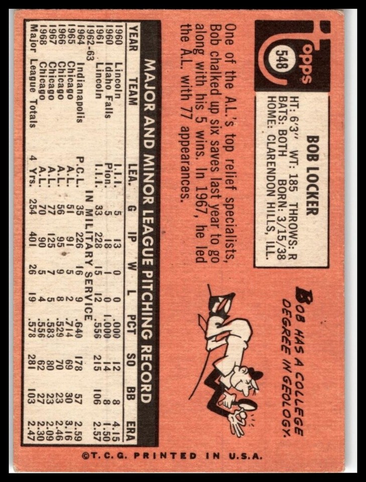1969 Topps #548 Bob Locker | eBay