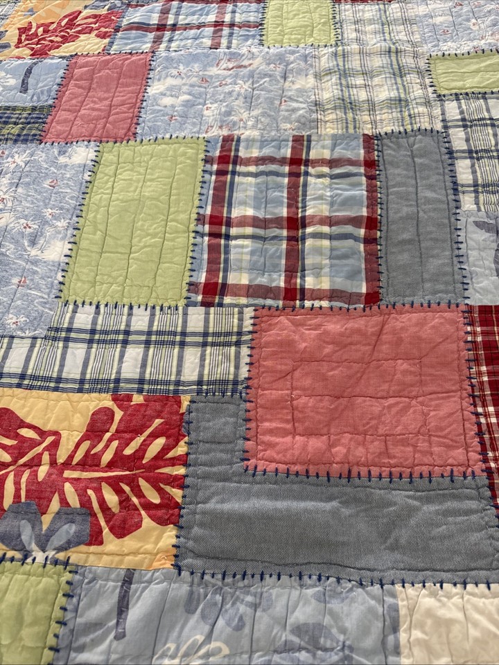 Pottery Barn Kids Twin Full SURF Tropic PATCHWORK Quilt And Sham - 100% ...