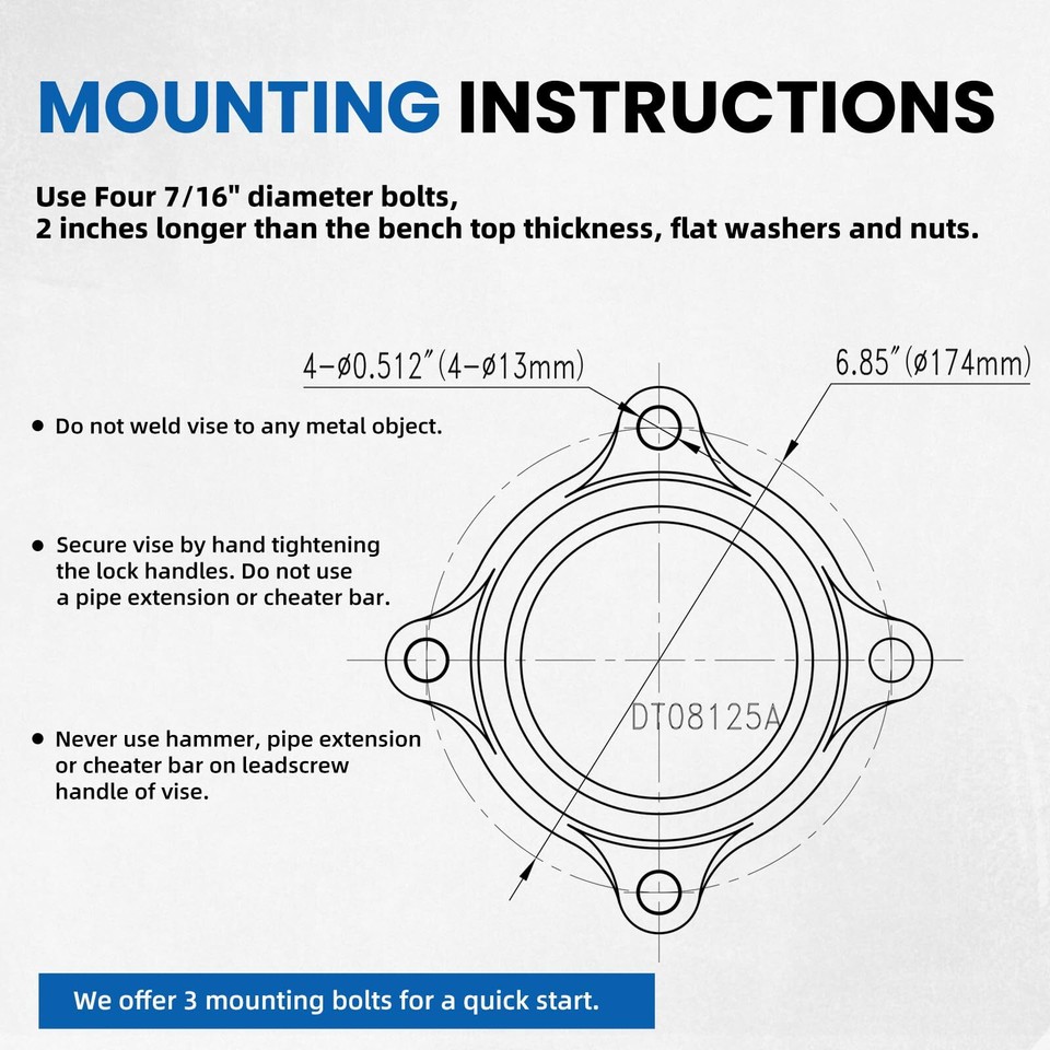 HY-DT150B-6IN Heavy Duty Bench Vise 360-Degree Swivel Base and Head ...