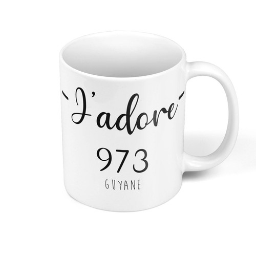 Tasse Céramique Mug J'Adore 973 Guyane France Geographie Departement Cayenne | eBay