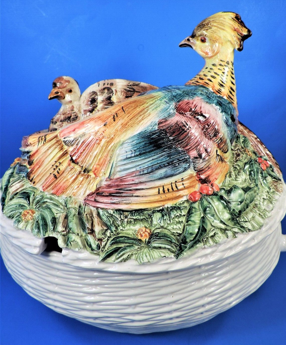 Italian Ceramic Pheasants Art Made In Italy Ceramic Majolica Pheasant