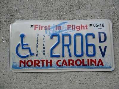 North Carolina 2016 Disabled Veteran license plate # 2R06 | eBay