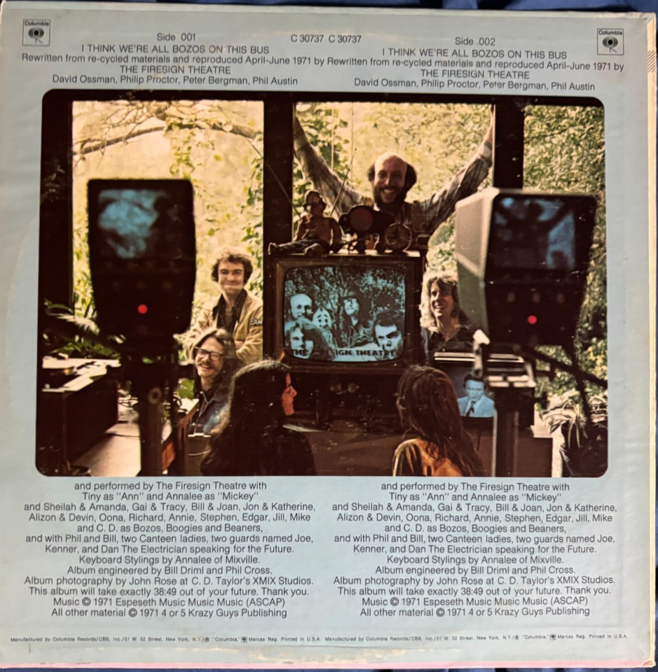 The Firesign Theatre I Think We’re All Bozos On This Bus LP - 1971 ...