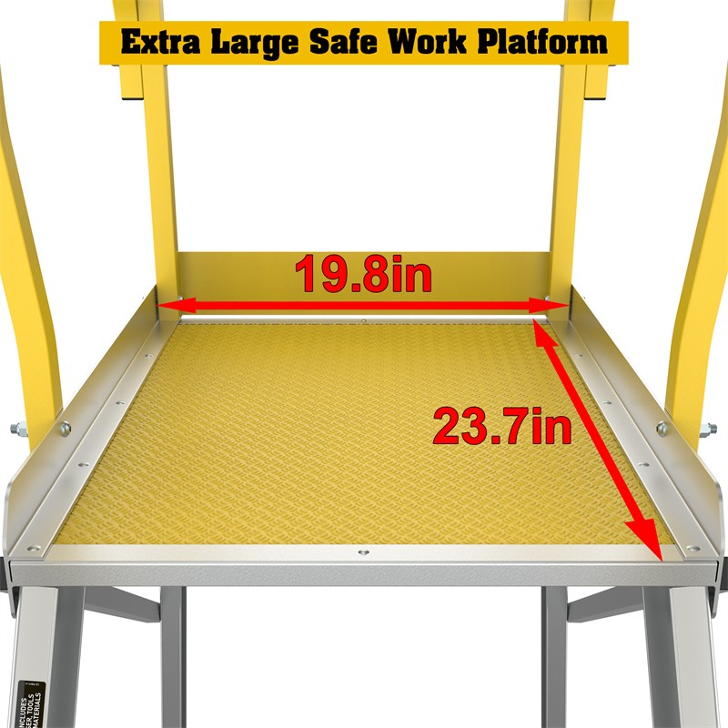 6 Step 375lbs Aluminum Rolling Platform Step Ladder with Safety ...