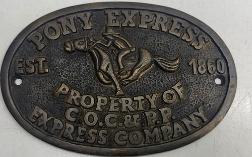 Pony Express Old West Brass Plaque With Raised Letters Fantasy ...