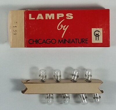 Box of 8 Chicago Miniature 159 CM159 Light Bulbs 0.15A 6.3V WEDGE | eBay