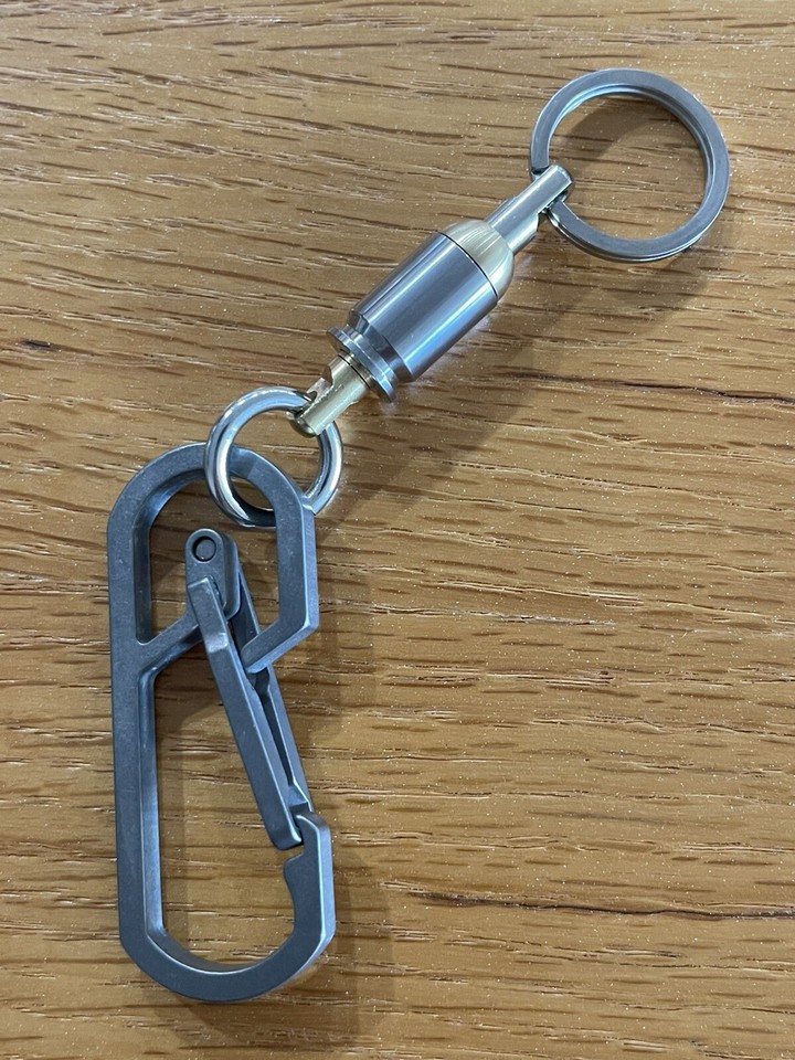 Titanium EDC Carabiner, Keychain Key Ring, Titanium/ Brass Bullet Bead ...