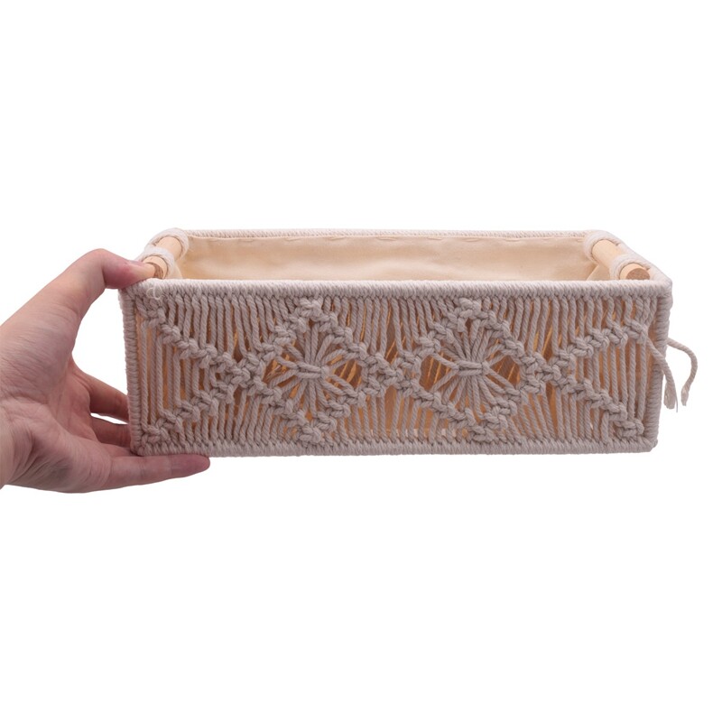 2X(Boho Storage Basket Decor Box Handmade Woven Decorative ...