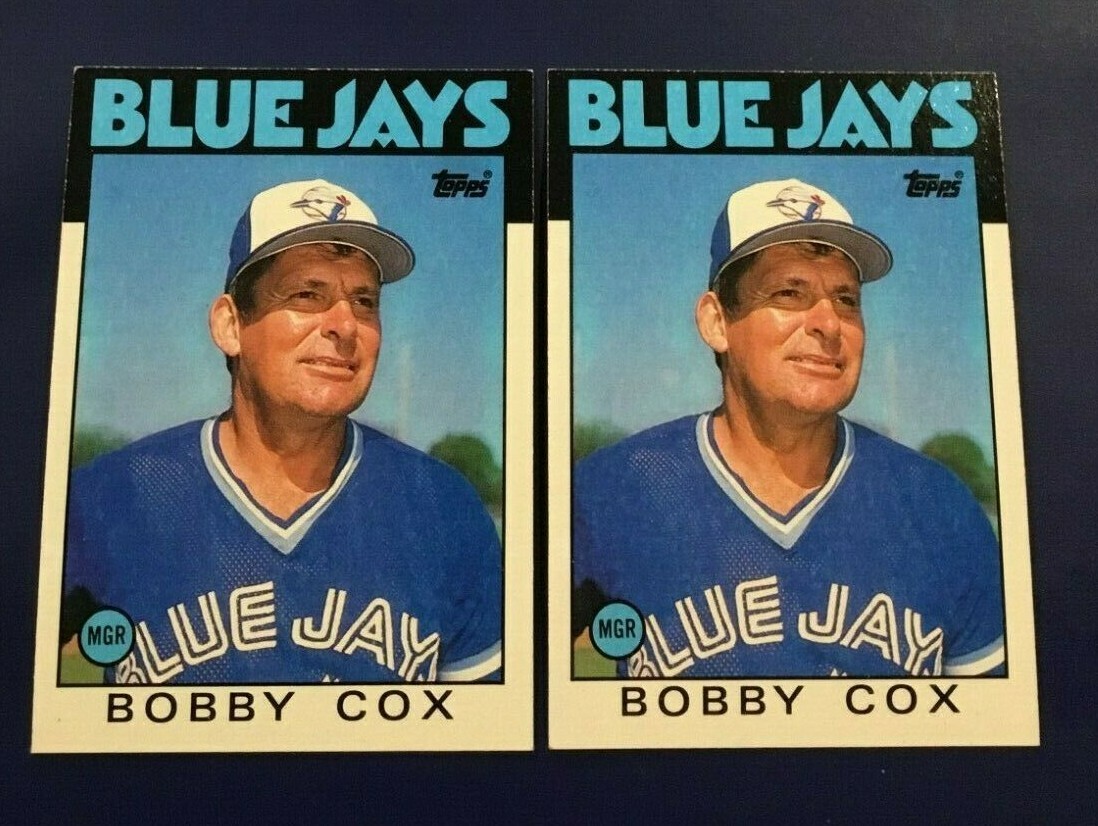1986 Topps # 471 BOBBY COX Lot 2 Toronto Blue Jays Atlanta Braves Nice ...