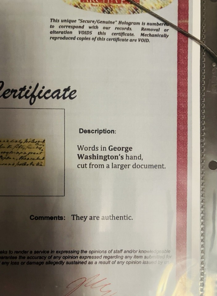 President George Washington Hand Written Cut | eBay