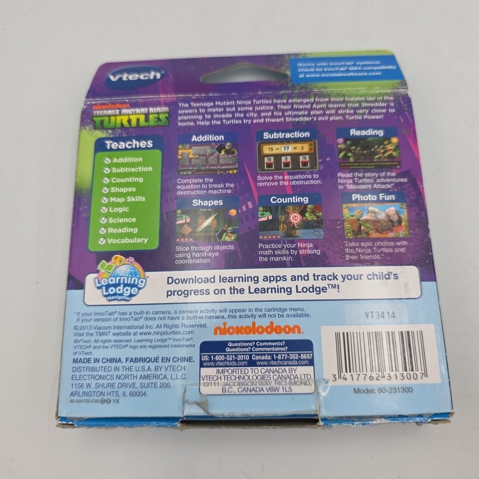 New Lot of 5 Vtech InnoTab Learning Game Disney and Nickelodeon Turtles ...