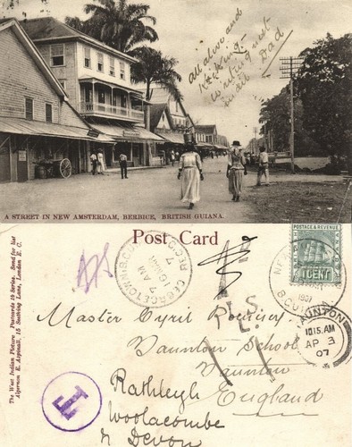 british guiana, BERBICE, Street in New Amsterdam (1907) Postcard, Due ...