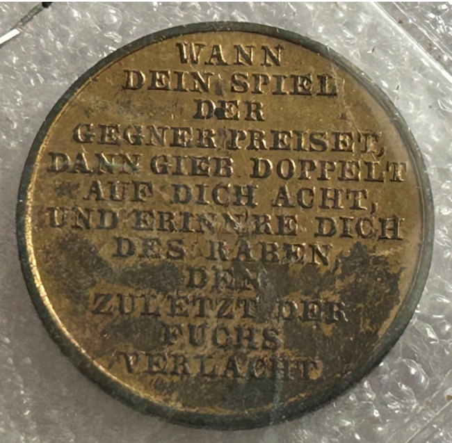 18th Century German Whist Game Token - Fable The Fox and the Crow - 28 ...