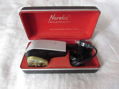 1960's Norelco men's electric SHAVER case & cleaning brush WORKS! razor ...