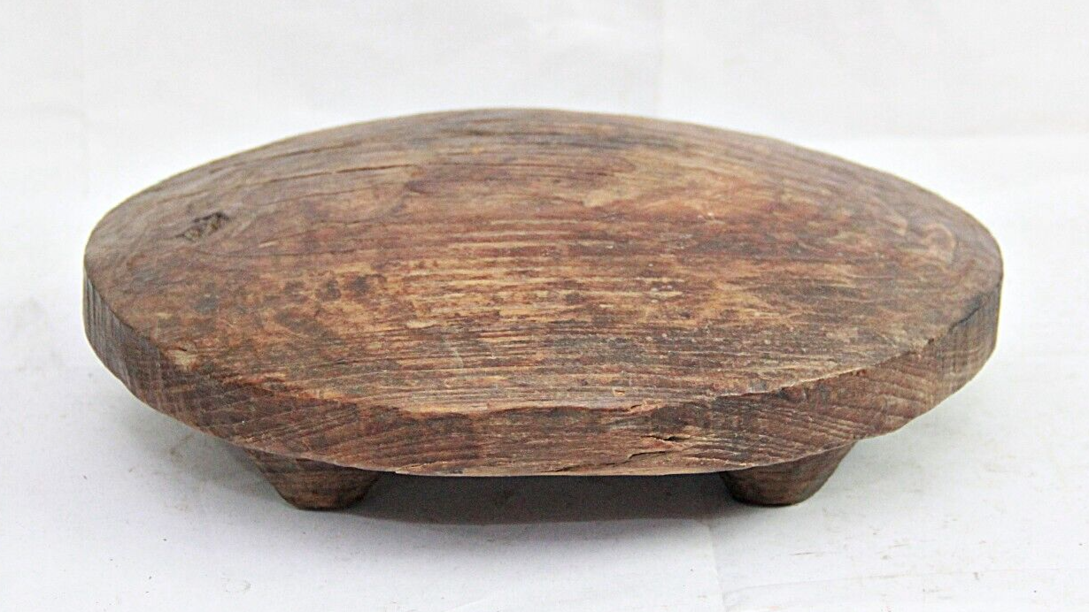 HUNCHBACKED ANTIQUE WOODEN TOOL - SINGLE WOOD RUMALI ROTI, BREAD MAKING ...