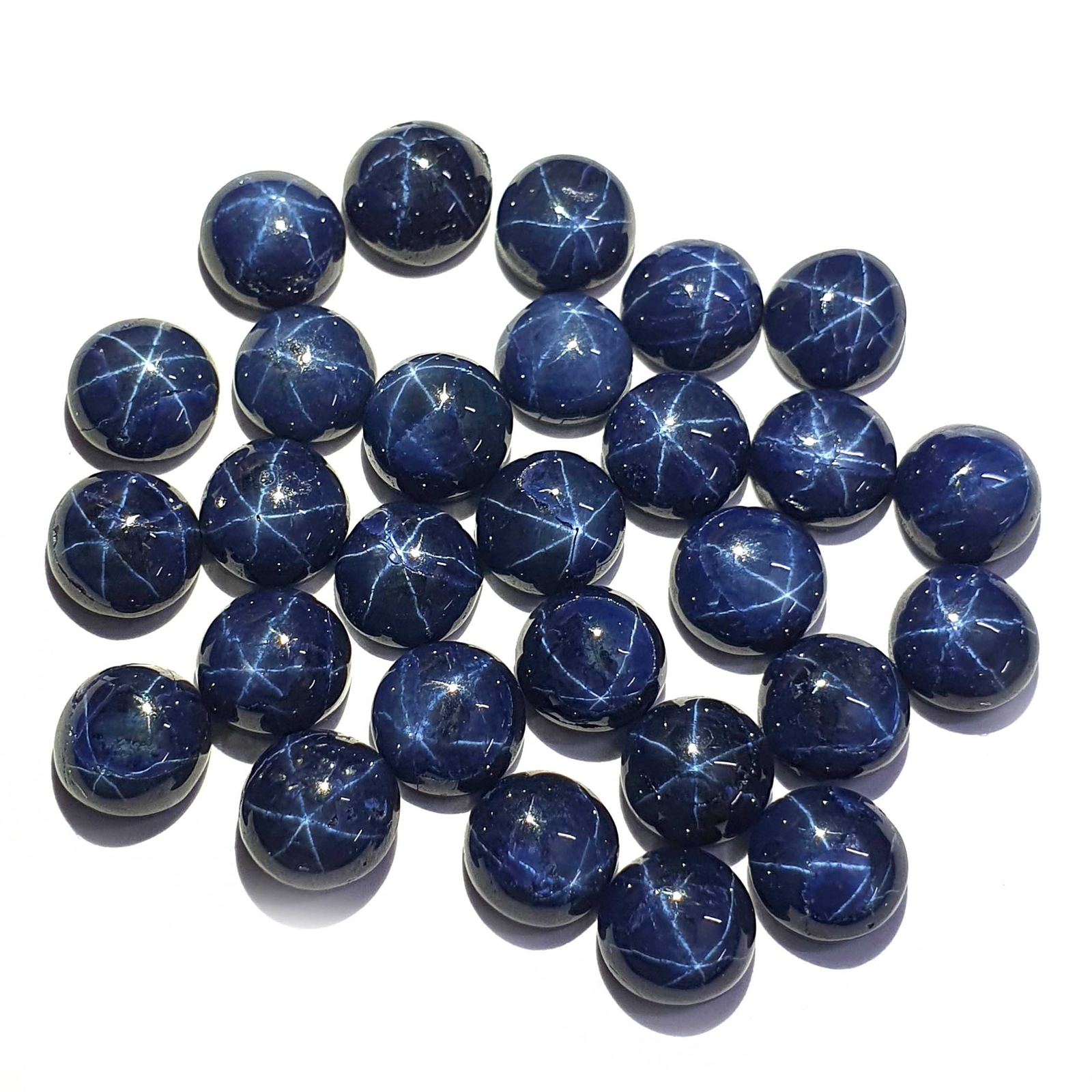 Natural Star Blue Sapphire Diopside Round Cabochon Gemstone Lot 8 Pcs 6 ...