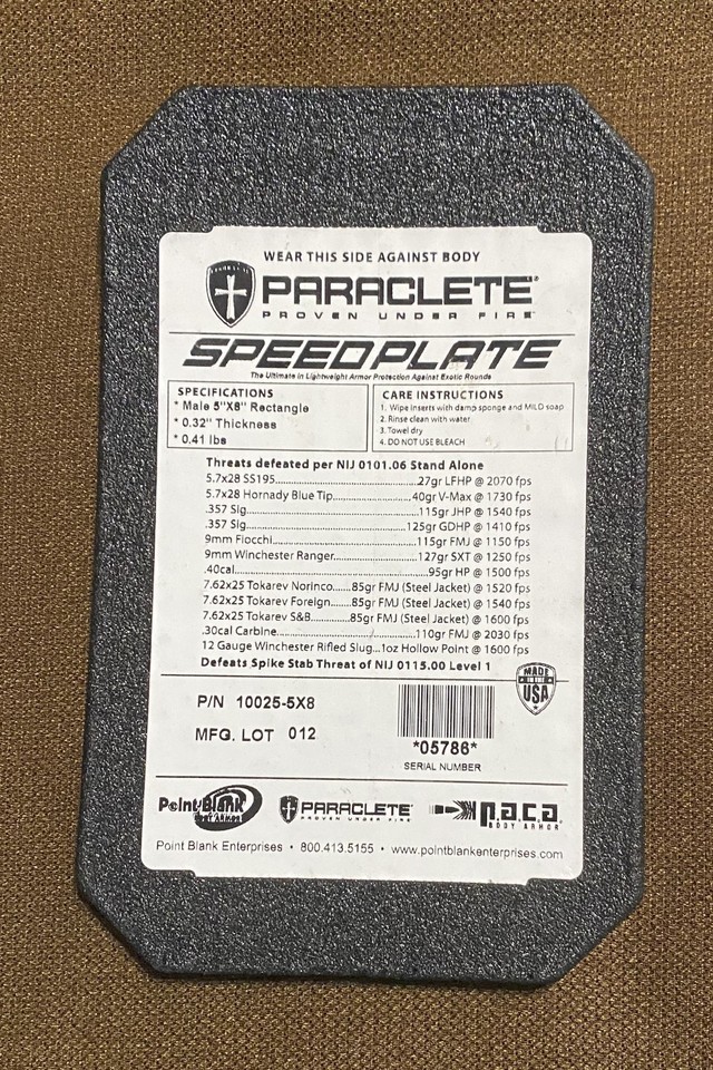 Paraclete Speed Trauma Ballistic Body Armor Torso Upgrade Plate 5x8 | eBay