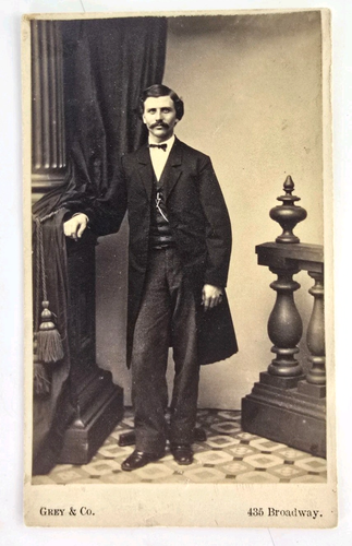 Antique CDV Photo ID'd Eddy Handsome Victorian Man Full Fashion Gray ...