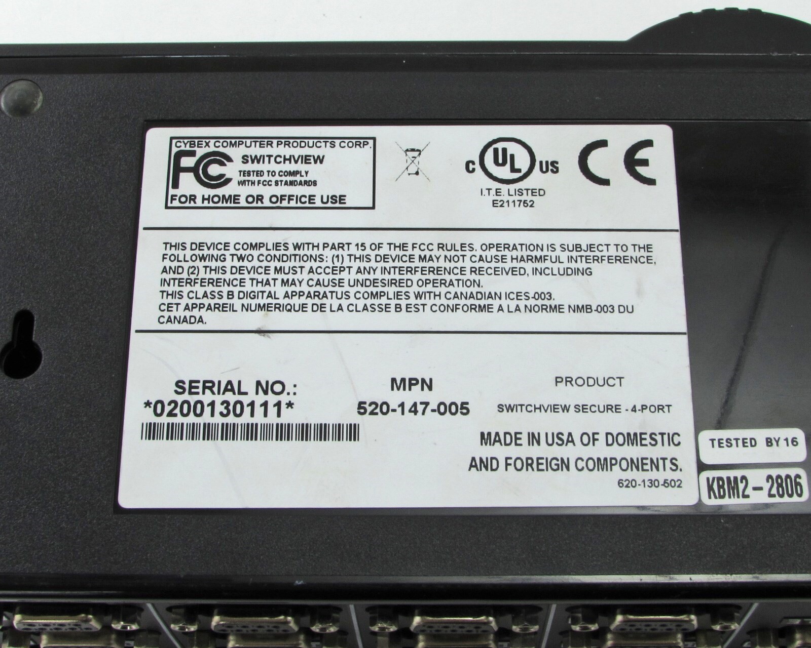 Cybex 520-147-005 SwitchView SC 4-Port KVM Switch | eBay